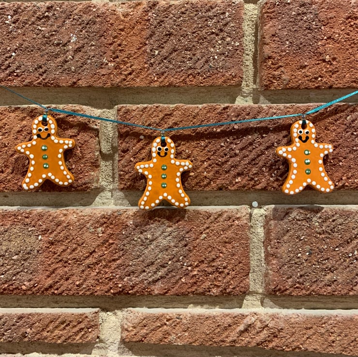 SALE Handmade Ceramic Mini Gingerbread Man Bunting - Folksy
