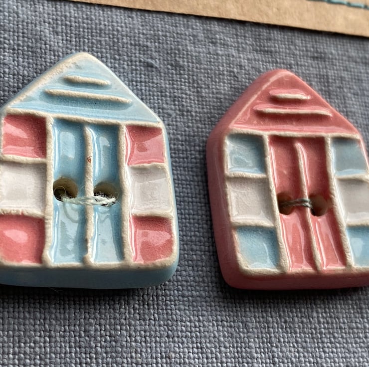 Handmade Ceramic Beach House Buttons set of 4 - Folksy
