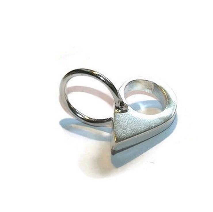 Hollow form pear shape ring with circle gap ste... - Folksy