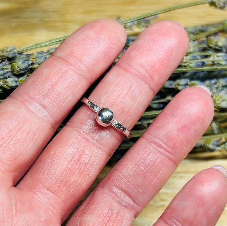 Handmade Textured Solid Sterling Silver Ball Ri... - Folksy