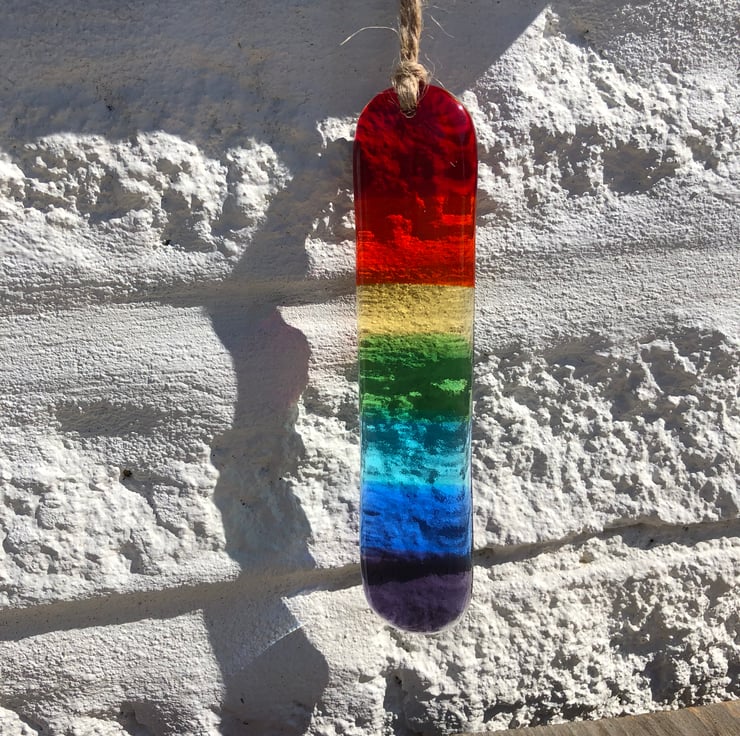 Rainbow Fused Glass Light Catcher - Folksy