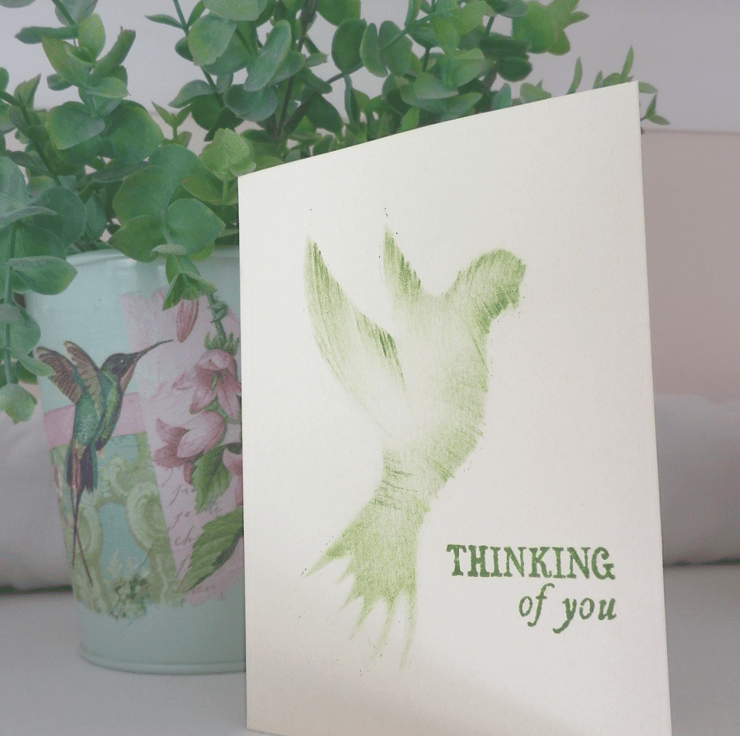 Thinking of you flying bird card, ghostlike, sy... - Folksy