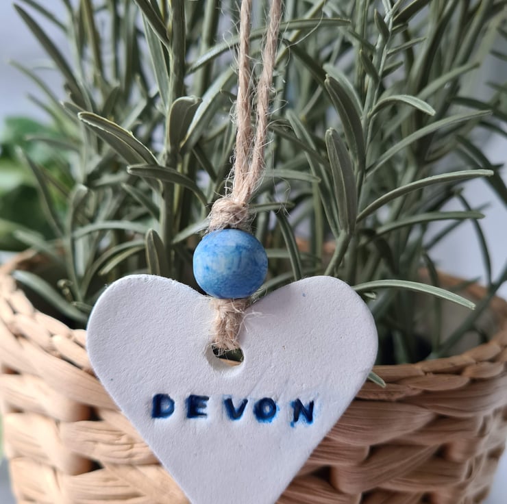 Heart clay hanging decoration Devon holiday hom... - Folksy