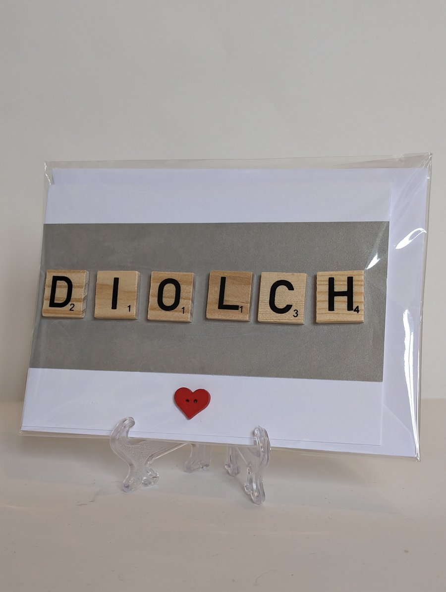 Diolch (Thank you) scrabble handmade Welsh gree... - Folksy