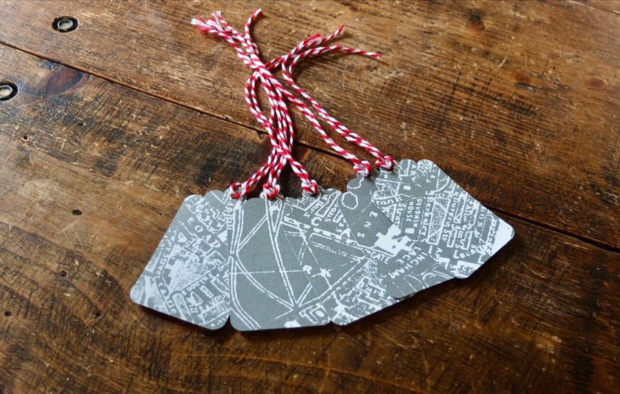 5 Vintage Street Map of London Small Gift Tags,... - Folksy