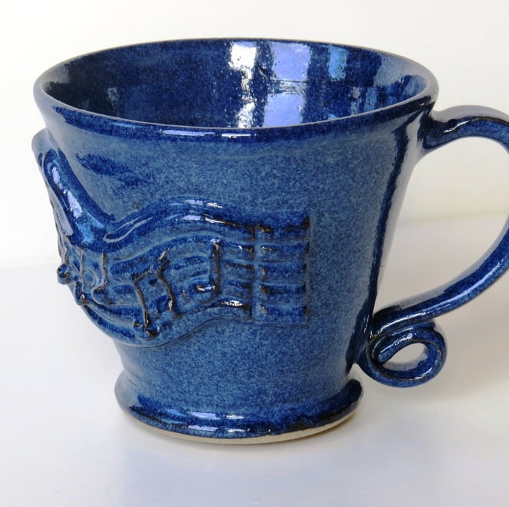 Music Beautiful Blue Mug Ceramic Pottery - Folksy