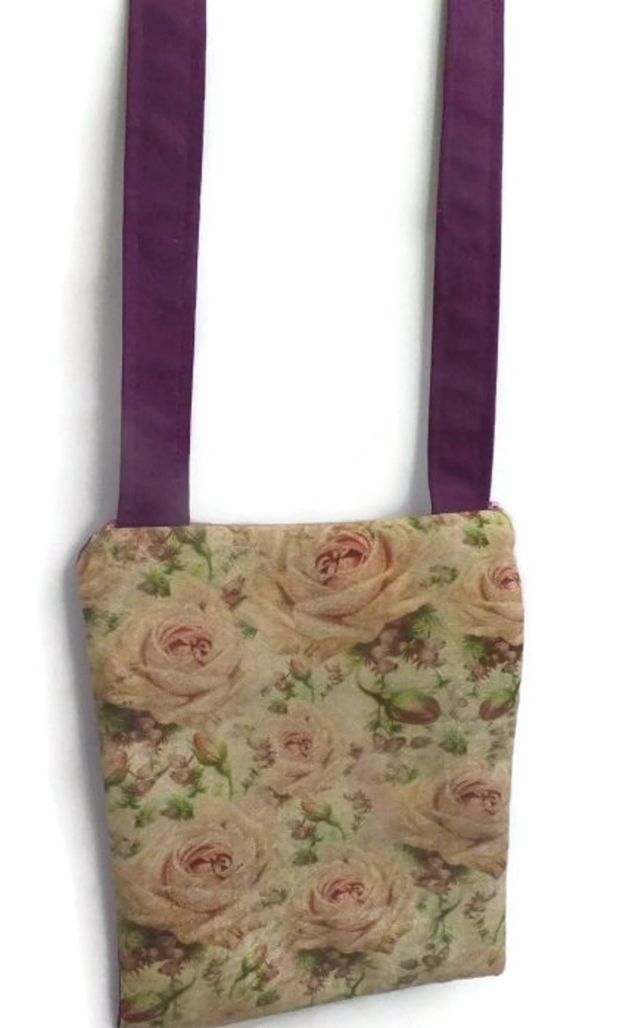 Pale pink floral rose shoulder bag - Folksy