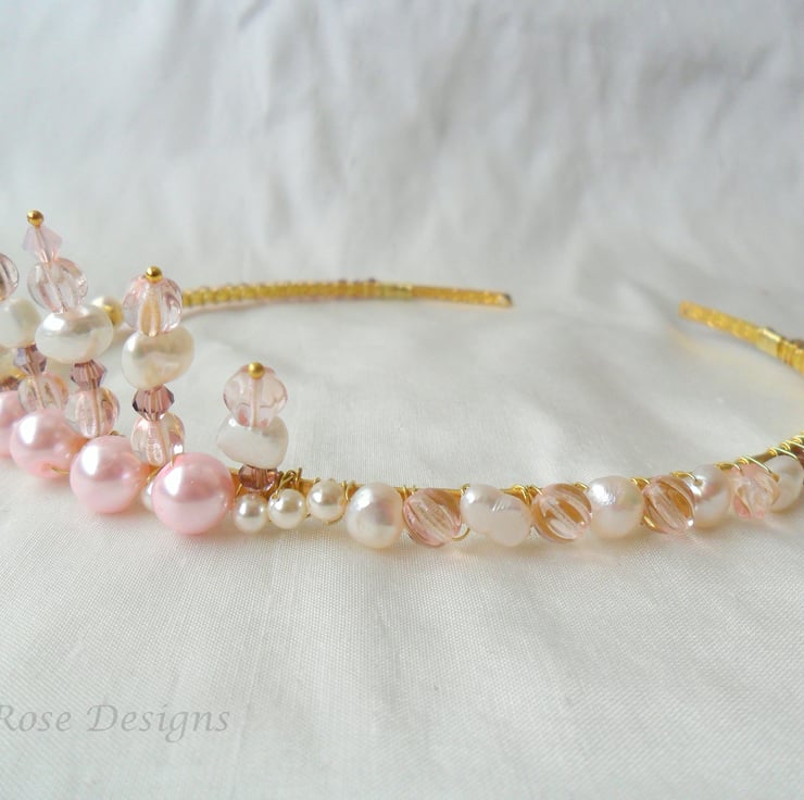 Handmade pink crown tiara - Folksy