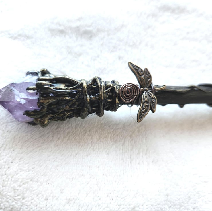 Natural Amethyst Crystal wand , handcrafted woo... - Folksy