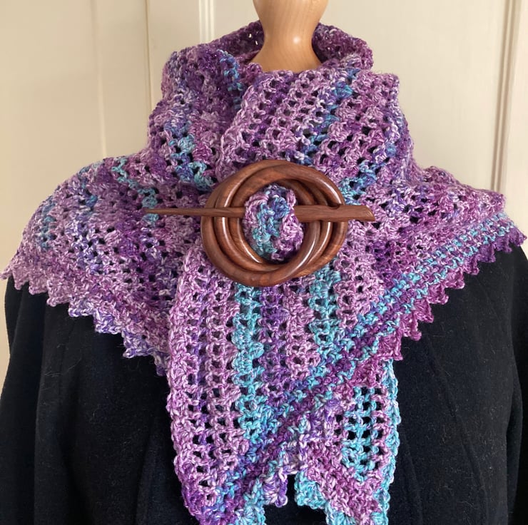 Crochet kerchief triangular scarf shawlette gift - Folksy
