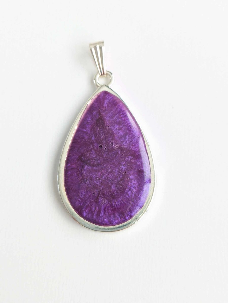 Purple Teardrop Resin Pendant - Folksy