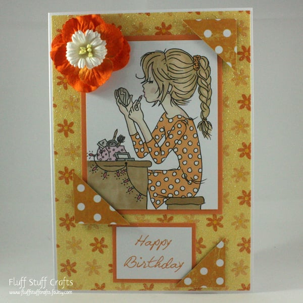 Handmade birthday card - make up girl - Folksy