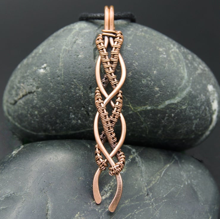 Copper Wire Weave Twisted Pendant - Folksy