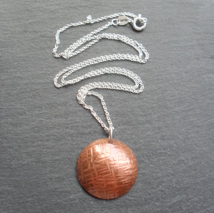 Vintage Style Copper Domed Disc Pendant With St... - Folksy