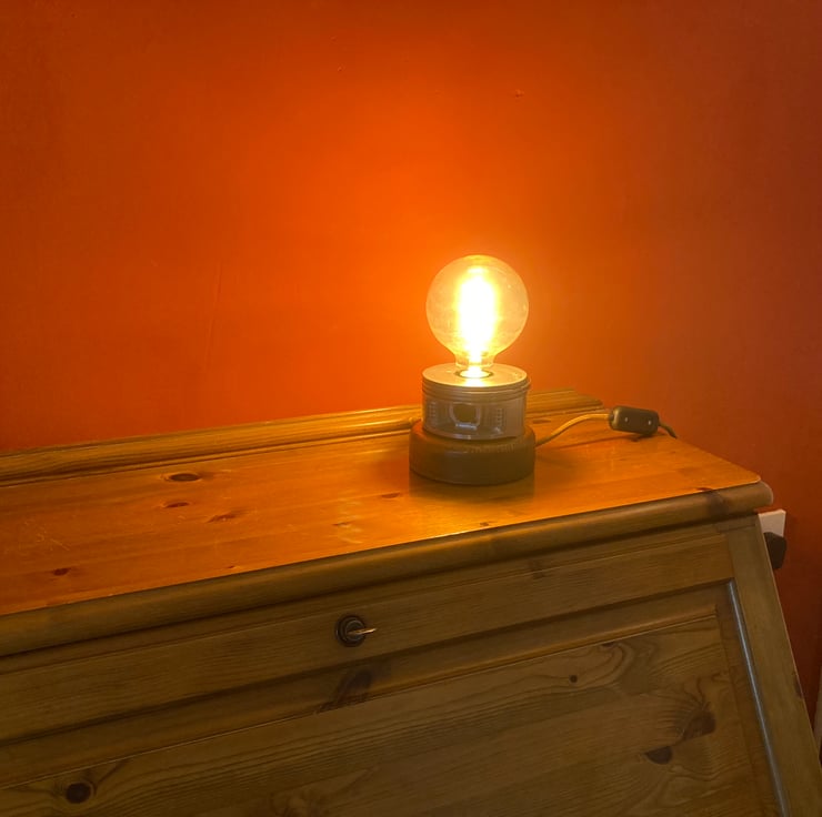 Decorative Table Lamp, Upcycled Motorcycle Piston - Folksy