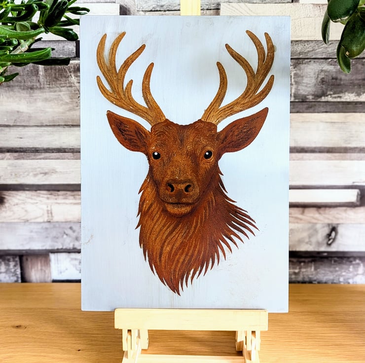 Red Stag Bust. Oxide metal wall art by Adam Clarke - Folksy