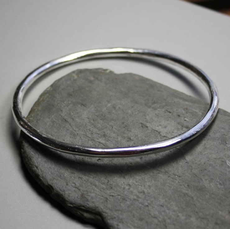 Silver Bangle oval bangle - Folksy