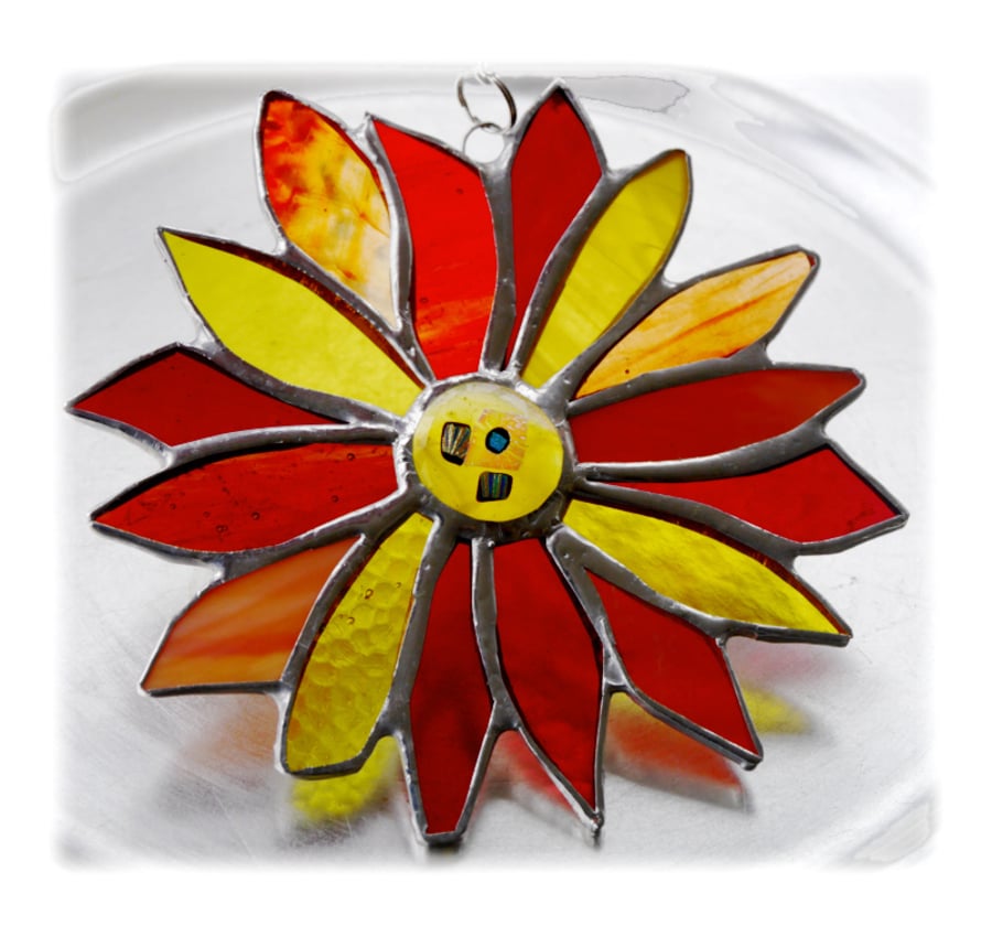 Sun Flower Stained Glass Suncatcher Handmade Su... - Folksy