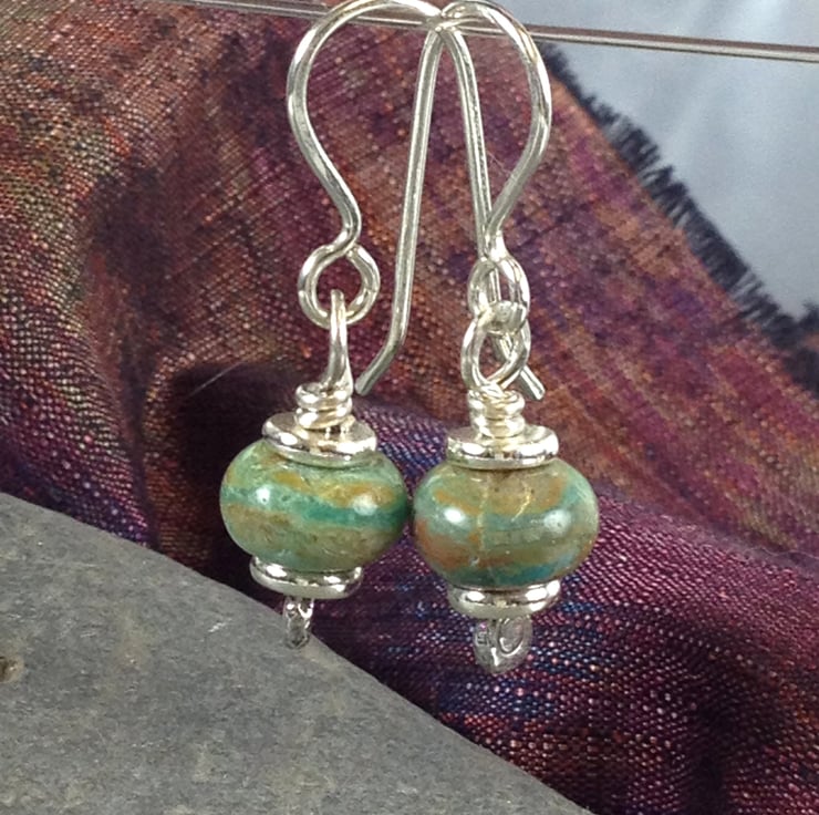 Peruvian opal sterling silver earrings - Folksy