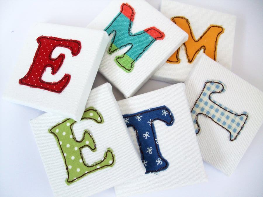 Childrens Name Letters - White - Mini Canvas Nu... - Folksy