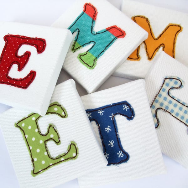 Childrens Name Letters - White - Mini Canvas Nu... - Folksy
