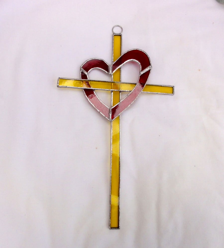 Heart Entwined Cross Suncatcher - Folksy