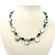 Green Emerald and Shell Necklace - Folksy
