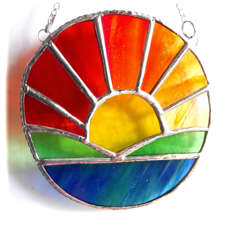 Sunrise Picture Stained Glass Suncatcher Handma... - Folksy