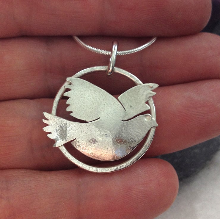 Sterling silver Dove pendant and chain. - Folksy