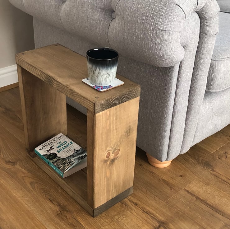 Solid wooden square shaped chunky side table en... - Folksy