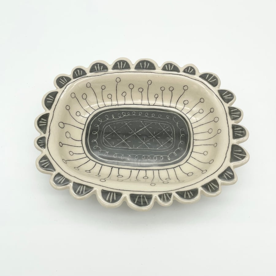 Monochrome Trinket Dish for Jewellery or Snacks... - Folksy