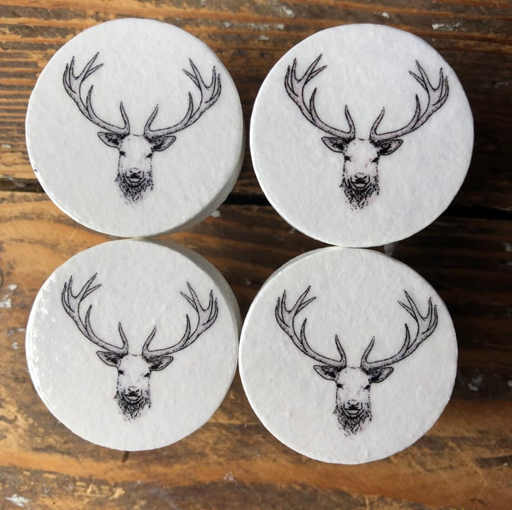 Handmade Grey head Stag pine door knobs wardrob... - Folksy