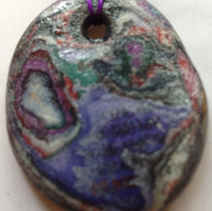 Agate style papercraft Pendant Necklace - Folksy