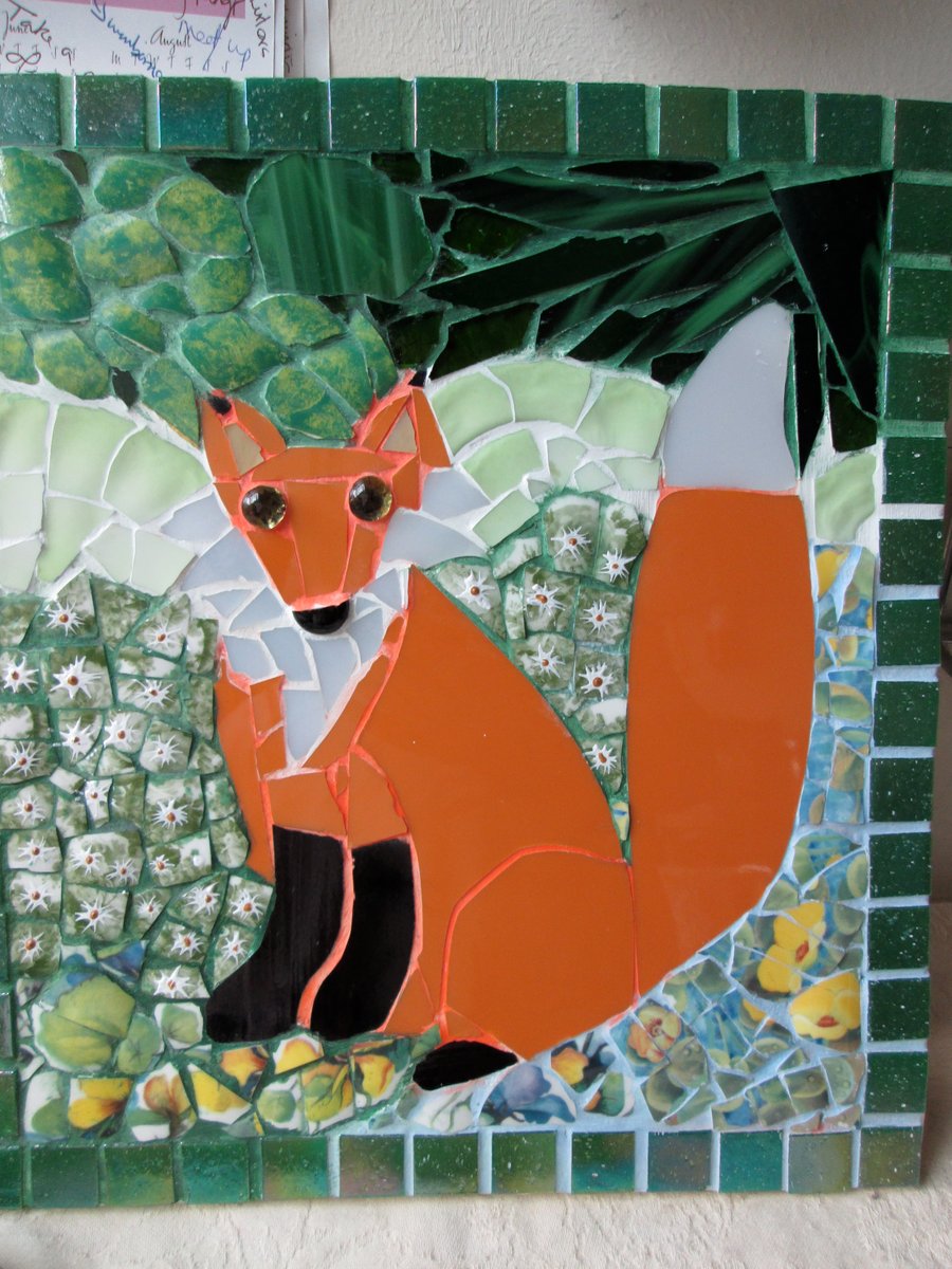 Mosaic Fox in a wood - Folksy