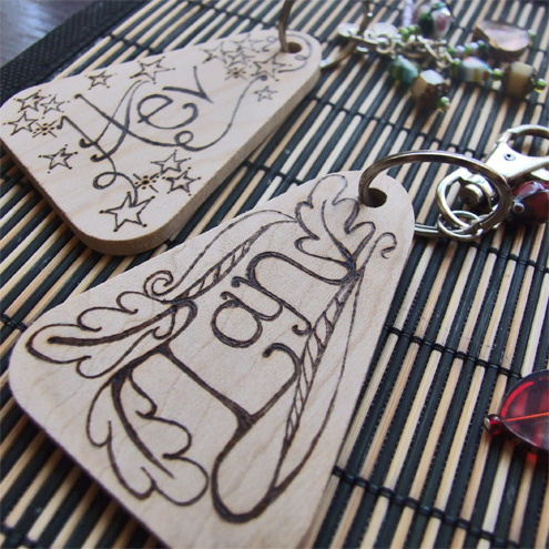 Personalised Wooden Pyrography Keyring Great fo... - Folksy