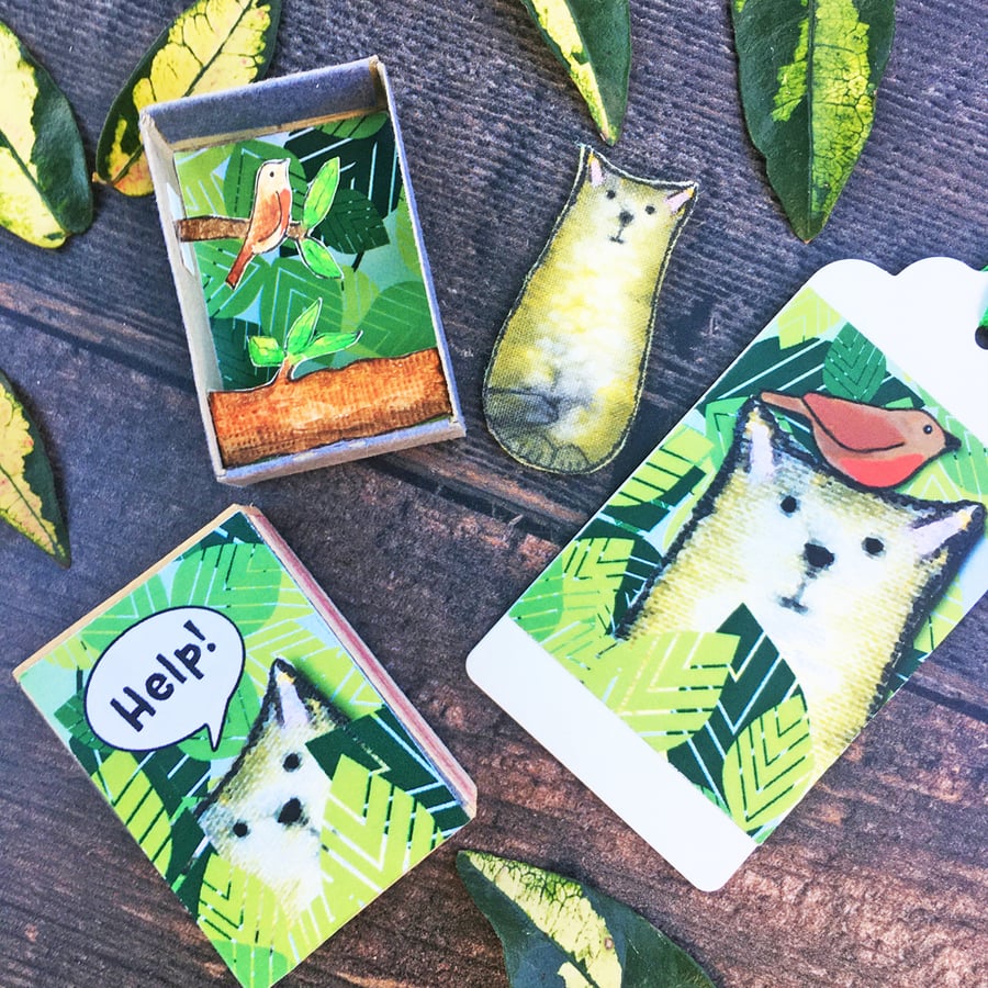 Matchbox art. Diorama - Smudge the cat, stuck ... - Folksy