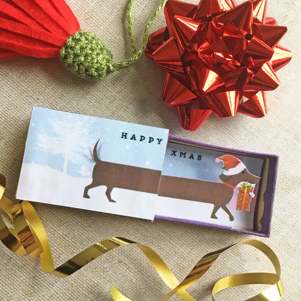 Matchbox art. Diorama - Dachshund, sausage dog... - Folksy
