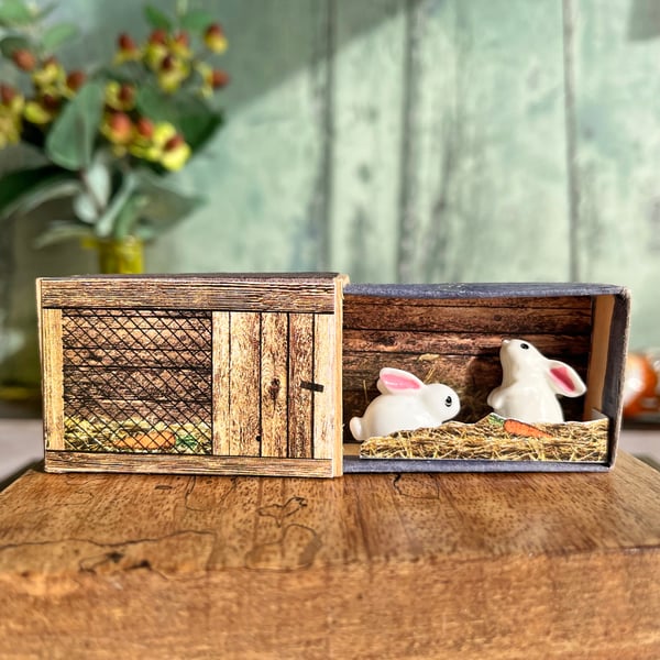 Rabbit matchbox art, gift for rabbit lover, rab... - Folksy