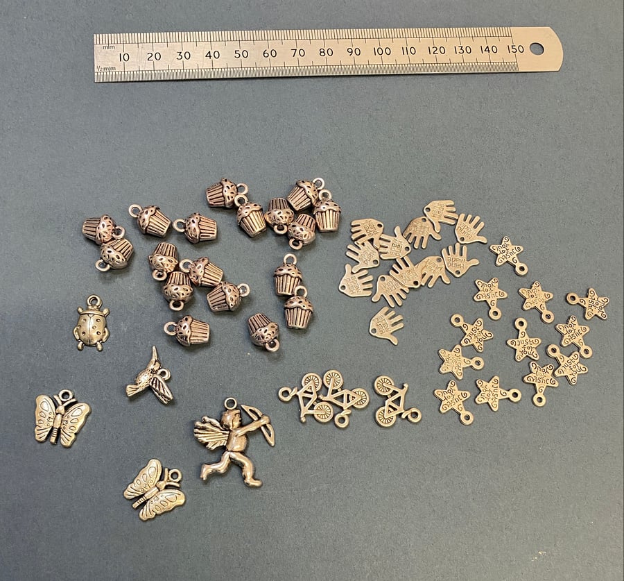 50 assorted alloy charms for crafting, jeweller... - Folksy