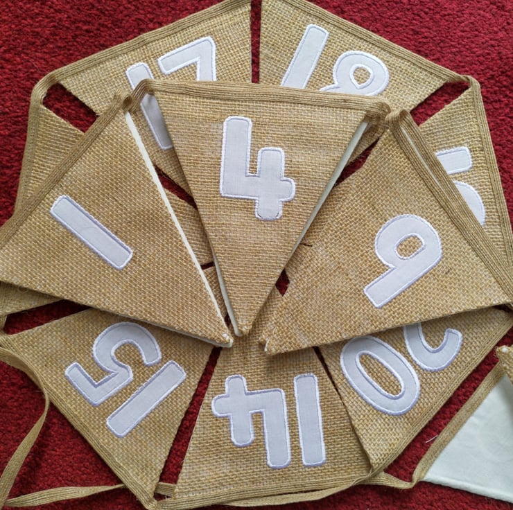 Numbers Straight Leg Bunting Hessian - 0-10; 1-... - Folksy