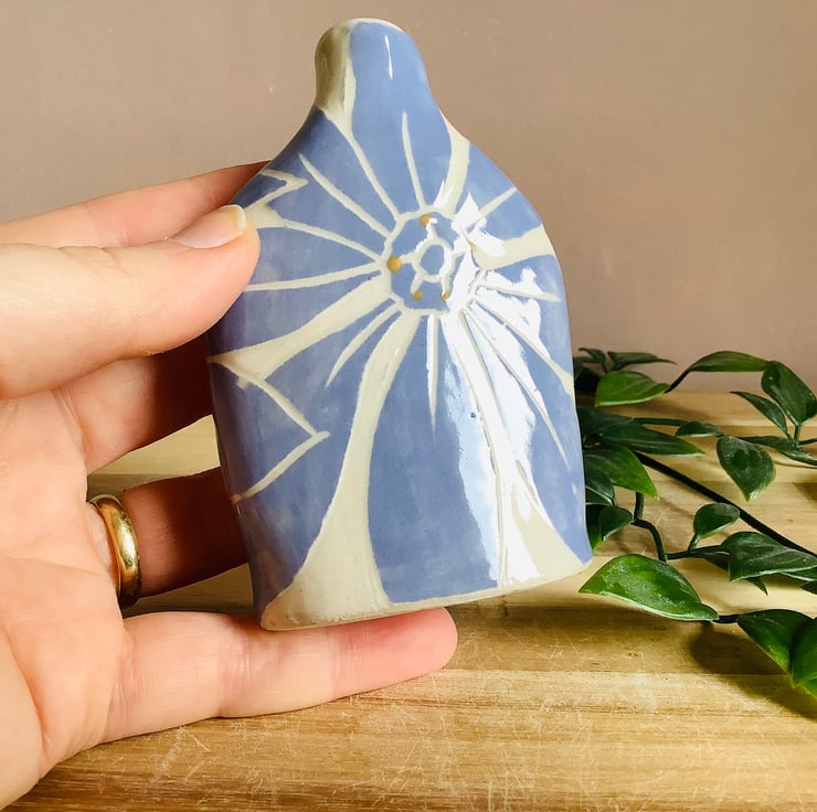 Hand made pottery sgraffito lilac flower bud vase - Folksy