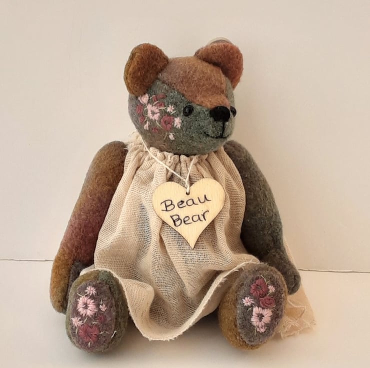 SOLD all hand embroidered artist bear, OOAK han... - Folksy