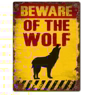 Vintage Style Beware of the Wolf Tin Sign, Warn... - Folksy