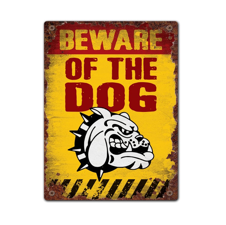 Vintage Style Beware of the Dog Tin Sign, Warni... - Folksy