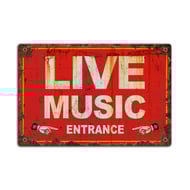 Vintage Style Live Music Tin Sign, Retro Music ... - Folksy