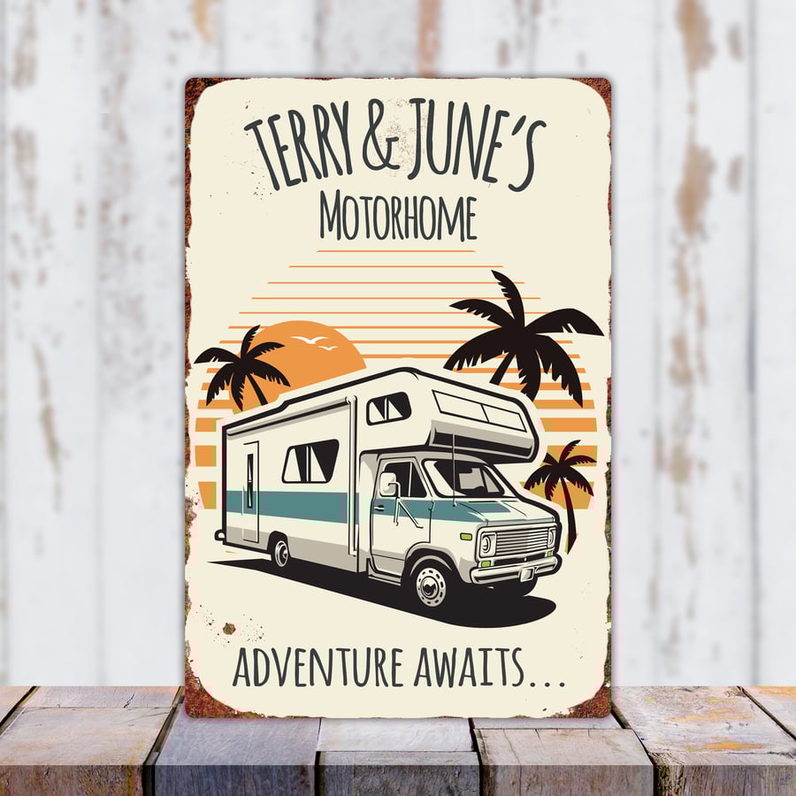 Motorhome Tin Sign, Vintage Style Personalised ... - Folksy