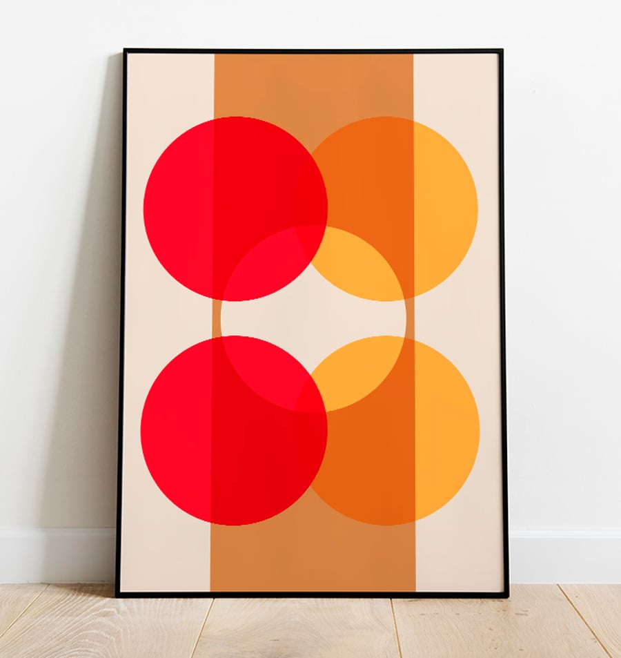 Retro Shapes Art Print, Sixties Seventies Abstr... - Folksy