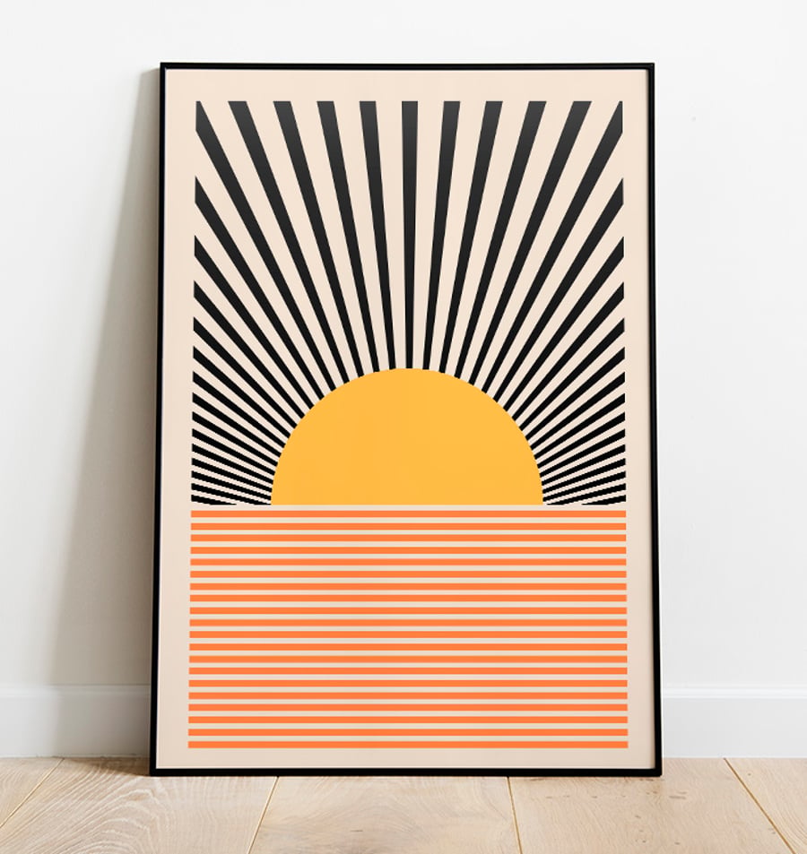 Abstract Sunrise Art Print, Sun Wall Art Poster... - Folksy