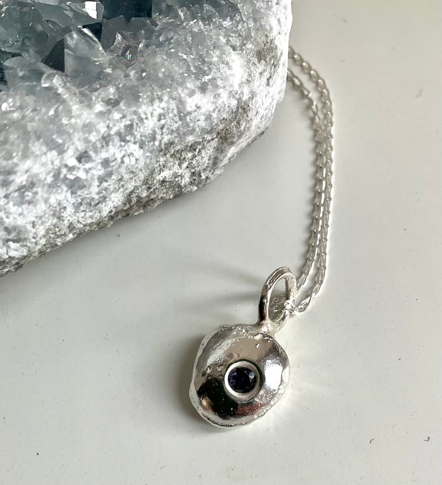 Small Sterling Silver Pebble Pendant Necklace - Folksy