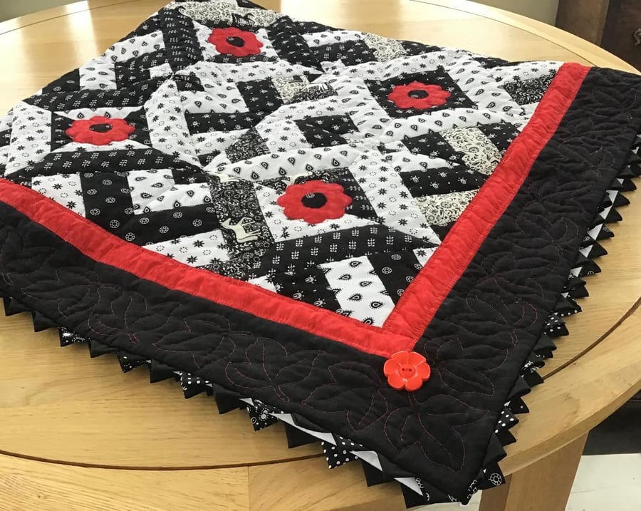 patchwork Poppies On Monochrome - Folksy